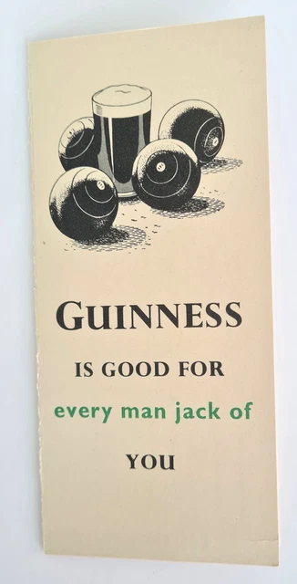 GUINNESS BOWLS SCORE Card GA944A, c1960s £6.44 - PicClick UK