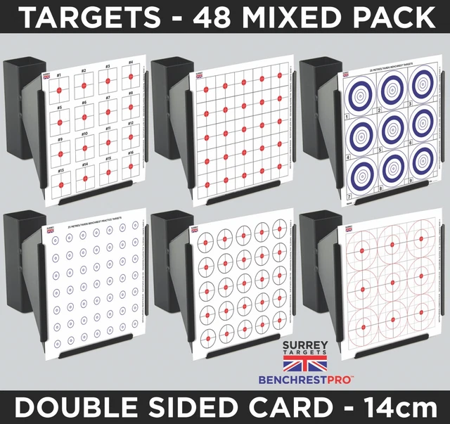 BENCHREST TRAINING PRACTICE Shooting Targets 14cm Card Air Rifle PCP 48 ...