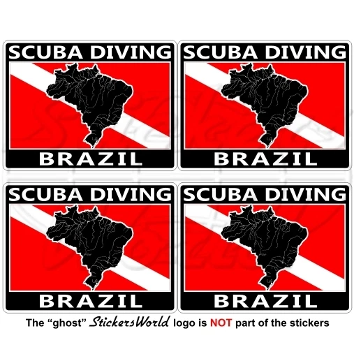 BRAZIL SCUBA DIVING Flag-Brazilian Map Shape Rectangular Stickers ...