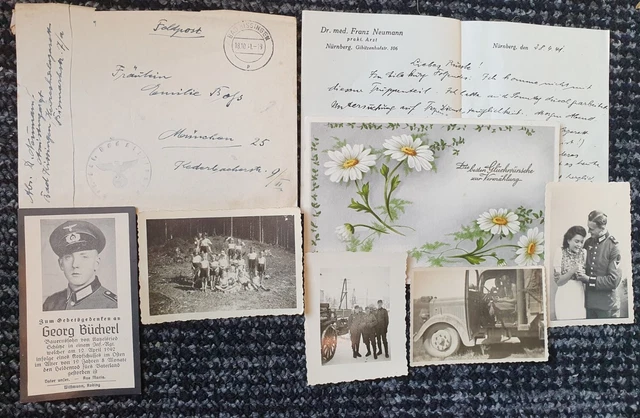 ORIGINAL VINTAGE GERMAN ww2 Lot Death Card. Photos Letter Envelope £5. ...