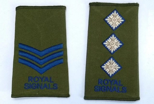ROYAL SIGNALS GREEN & Blue Rank Slides / Epaulettes £9.99 - PicClick UK