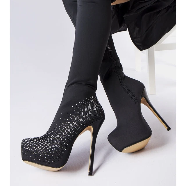 INNA BLACK HIGH heel boots from Scalzi EUR 45,28 - PicClick FR