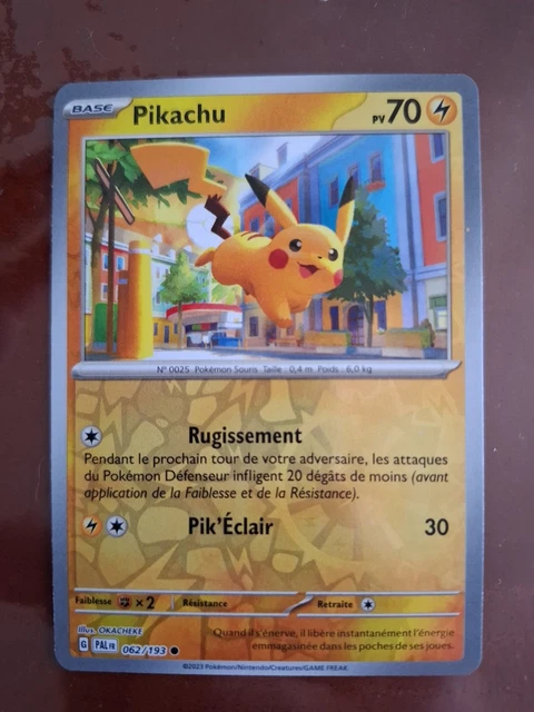 CARTE POKÉMON REVERSE Pikachu 062/193 PAL Evolutions à Paldea FR NEUF ...