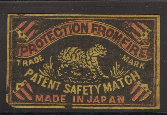 MATCHBOX LABELS JAPAN- Protection from Fire (tiger)- # £1.60 - PicClick UK