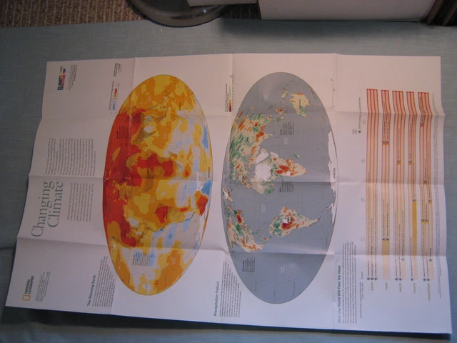CHANGING CLIMATE +GREENHOUSE EARTH WALL MAP National Geographic October ...