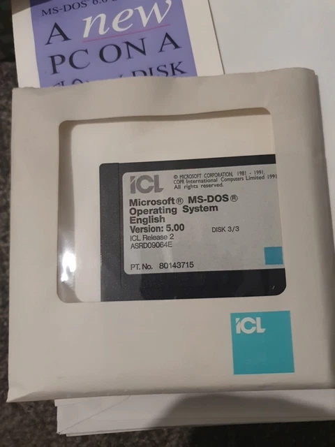 VINTAGE PC SOFTWARE ICL Computer MS-DOS 5.0 Box £25.00 - PicClick UK
