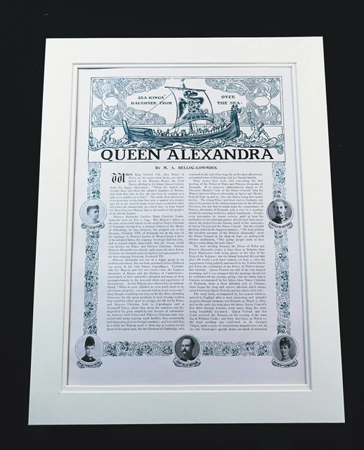 QUEEN ALEXANDRA OF Denmark Viking Longboat Ship Royalty Antique Print ...