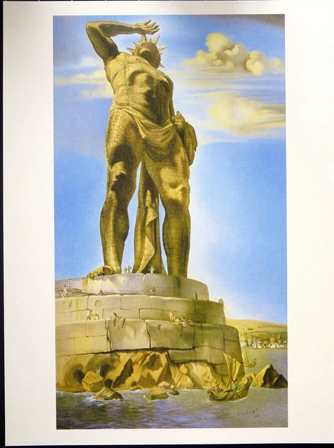 SALVADOR DALI " Der Koloss von Rhodos " Farb Graphik 30 x 40 cm EUR 40 ...