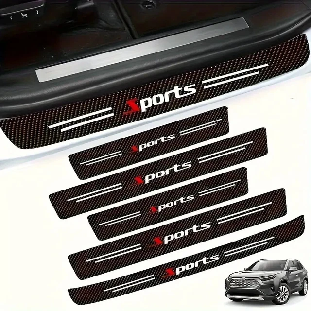5PCS CARBON FIBER Car Door Plate Sill Scuff Cover Anti Scratch Sticker ...