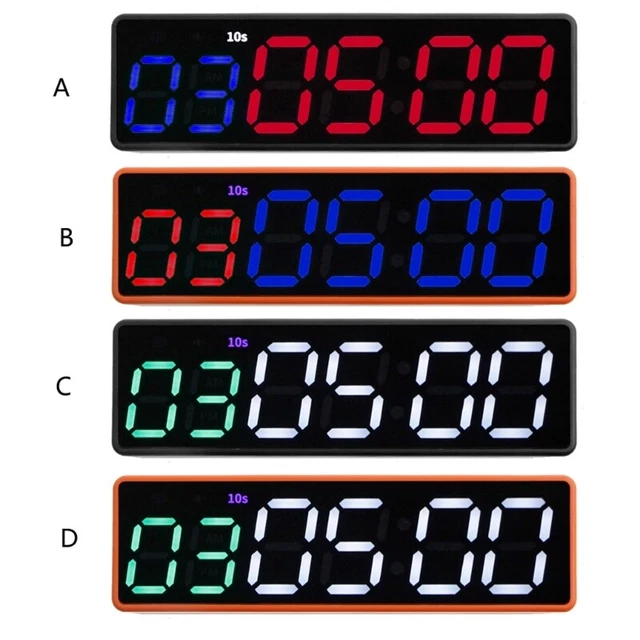 GYM TIMER LED Workout Colck Count Down/Up Clock Ultra-Clear Digital ...