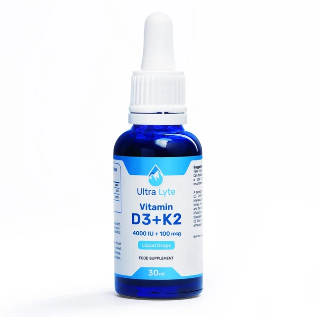 ULTRA LYTE VITAMIN D3 4000 IU + K2 MK-7 (100mcg) –Drops – 30ml - 180 ...