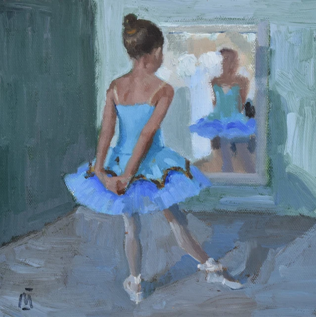 PEINTURE À L'HUILE originale Nigel Mason la jeune ballerine danseuse de ...