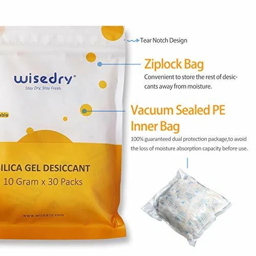 10 GRAM X 30 Packs Food Grade Silica Gel Desiccant Packets Orange Color ...