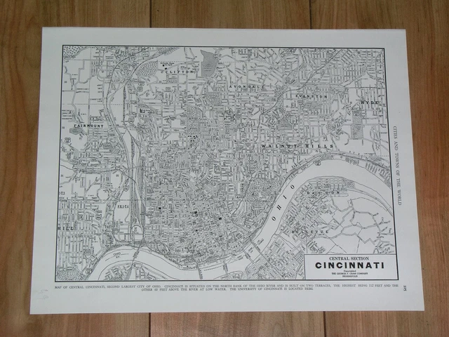 1949 ORIGINAL VINTAGE City Map Of Cincinnati / Ohio £12.68 - PicClick UK