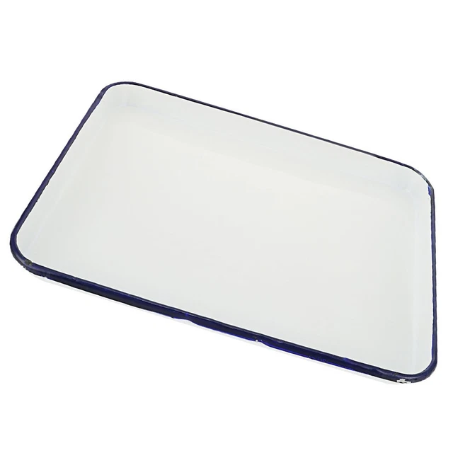 ENAMELWARE PAN MULTI-PURPOSE Enamel Pan Deep Edged Food Pan Laboratory ...