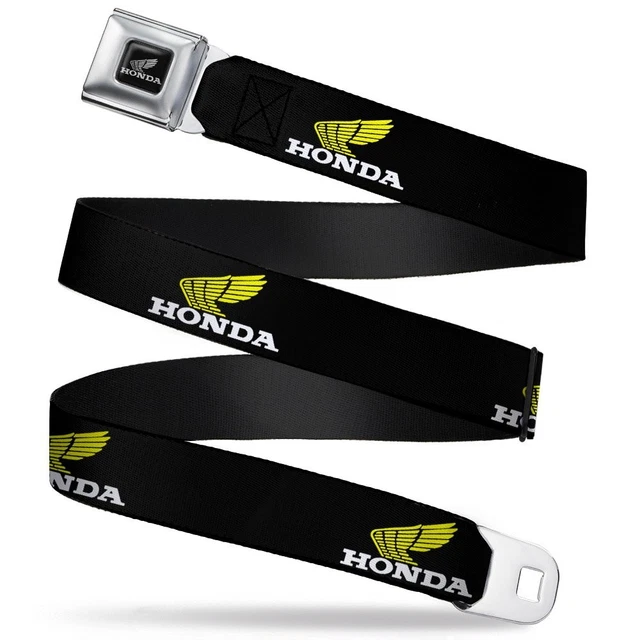 `HONDA MOTORCYCLE CURVED Logo Black/Silver - 1.0`` Seatbelt (US IMPORT ...