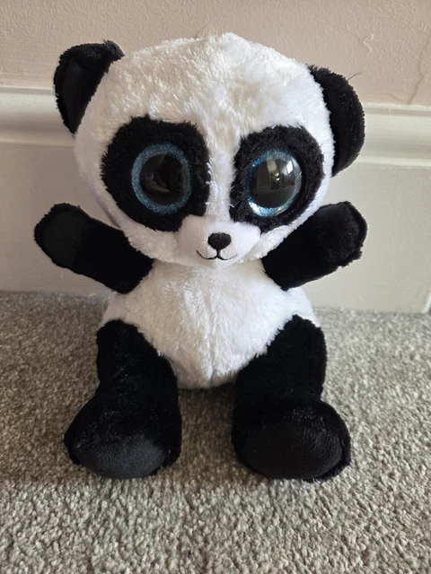 CUTE BLACK AND White Panda Teddy Plush Toy Blue Glittery Eyes Soft Toy ...
