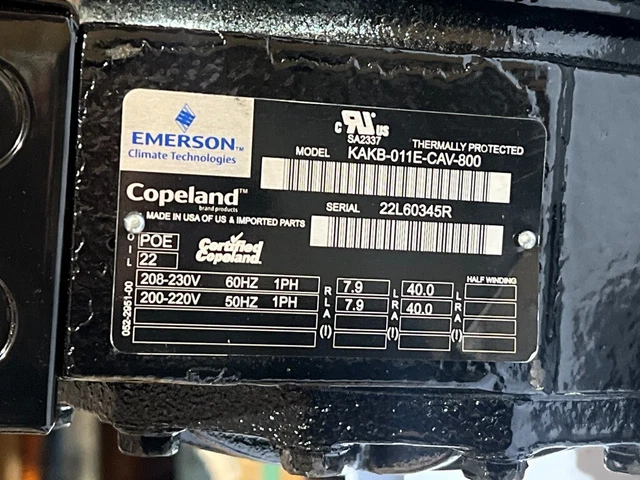 COMPRESSEUR SEMI-HERMÉTIQUE MODÈLE Emerson Copeland KAKB-011E-CAV-800 ...