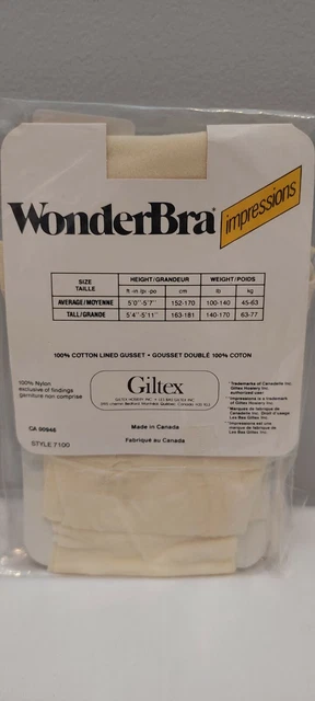 VINTAGE PANTYHOSE WONDERBRA All Sheer Color Ivory Size Tall B005B $15. ...