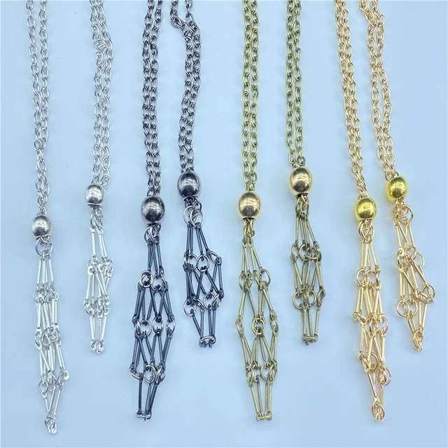 GOLD COLOR CRYSTAL Net Metal Necklace Copper Stone Holder Necklace ...