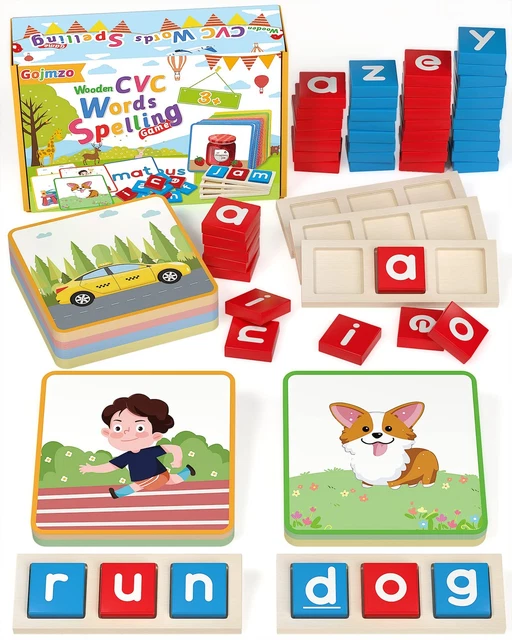 WOODEN CVC WORD Spelling Games, Preschool Kindergarten Learning ...