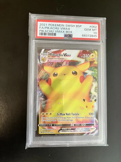 2021 POKEMON PSA 10 Pikachu VMAX SWSH062 Black Star Box Promo Card $115 ...