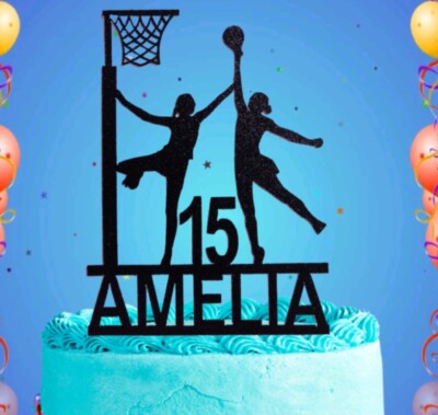 PERSONALISED NETBALL BIRTHDAY Any Name/Age Birthday Cake Topper £4.99 ...