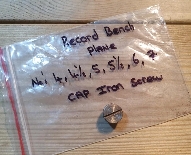 VINTAGE RECORD BENCH Plane Cap Iron Screw Old Woodworking Hand Tools ...