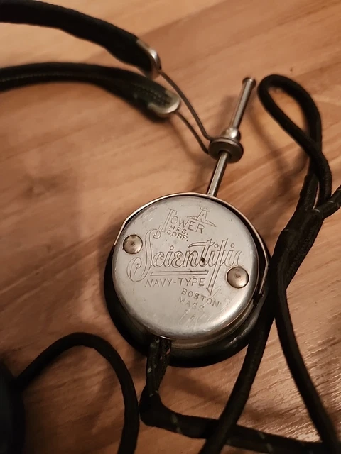 VINTAGE ANTIQUE TOWER Mfg Corp SCIENTIFIC NAVY-TYPE HEADSET HEADPHONES ...