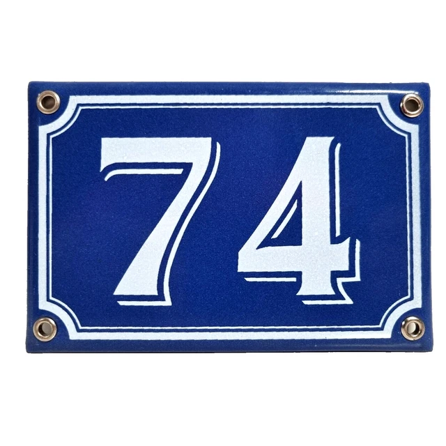 VINTAGE FRENCH BLUE house address number enamel sign 74 Parisian style ...