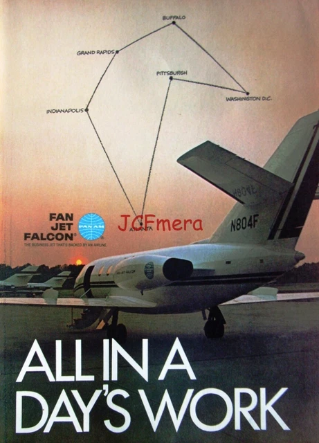 PAN-AM FAN JET FALCON 1969 Airplane Advert PRINT : Original Ad to Frame ...