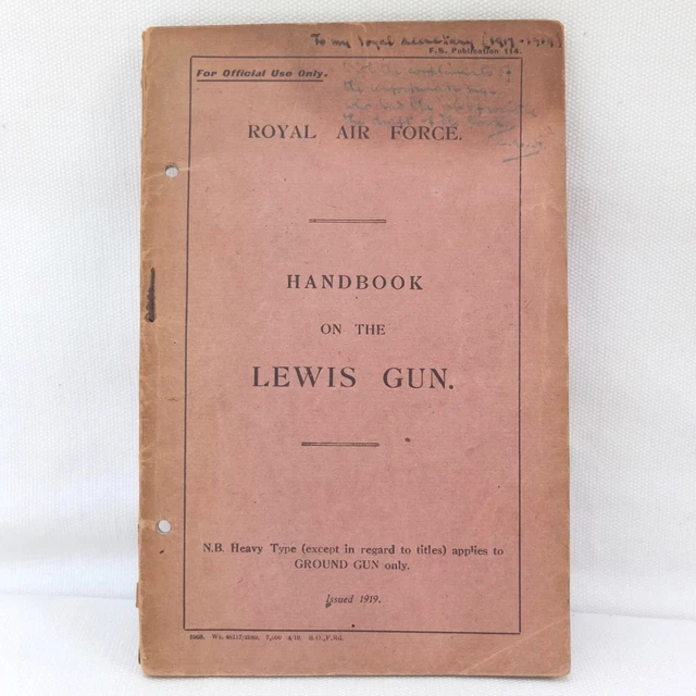 WW1 RFC RAF Lewis Machine Gun Manual Royal Flying Corps Air Force ...