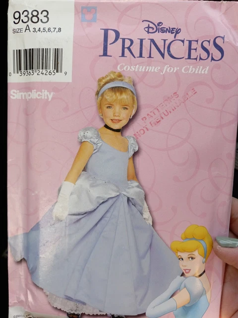 DISNEY PRINCESS CINDERELLA COSTUME SEWING PATTERN Girls Size 3-8 ...