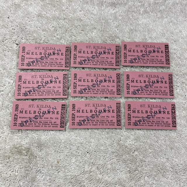 VINTAGE TRAIN RAIL Ticket Railway VIC VR St Kilda Specimen 1969 Single ...