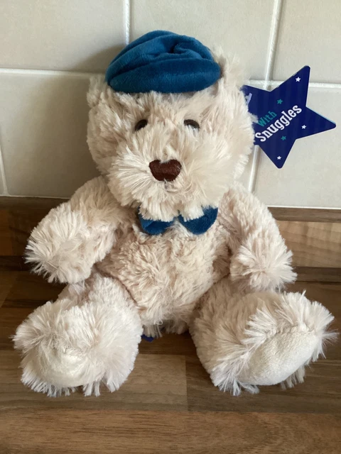 CARD FACTORY WITH Snuggles Teddy Bear Blonde soft toy Blue Bow & Cap ...