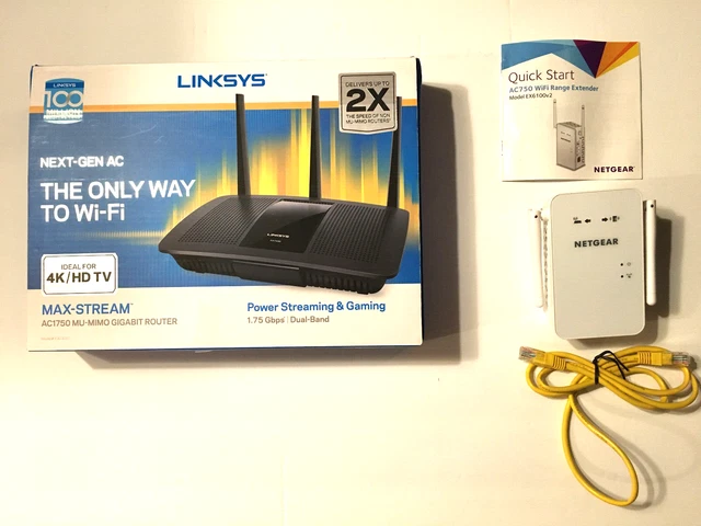 LINKSYS ROUTER MAX Stream Dual Band EA7400 AC 1750 + Netgear Extender ...