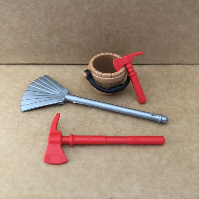PLAYMOBIL FIREFIGHTING AXE Rake Weapons & Bucket Fire City Action Life ...