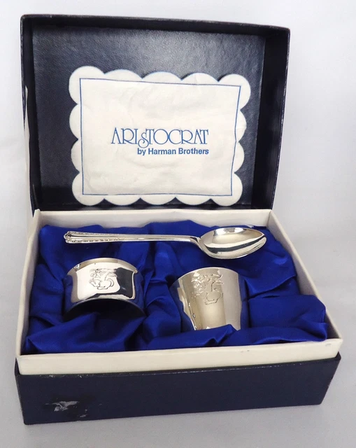 VINTAGE 1970S ARISTOCRAT BY HARMAN BROTHERS - SILVER PLATED CHRISTENING ...
