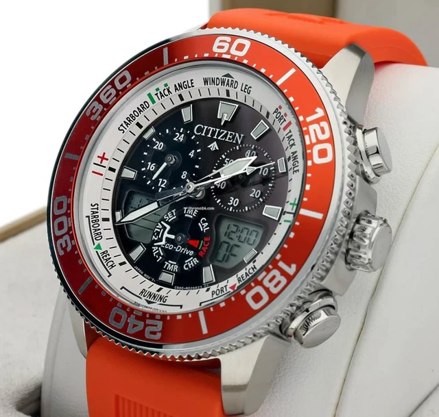 CITIZEN PROMASTER MARINE Eco-Drive Yacht JR4061-18E Chronograph Orange ...