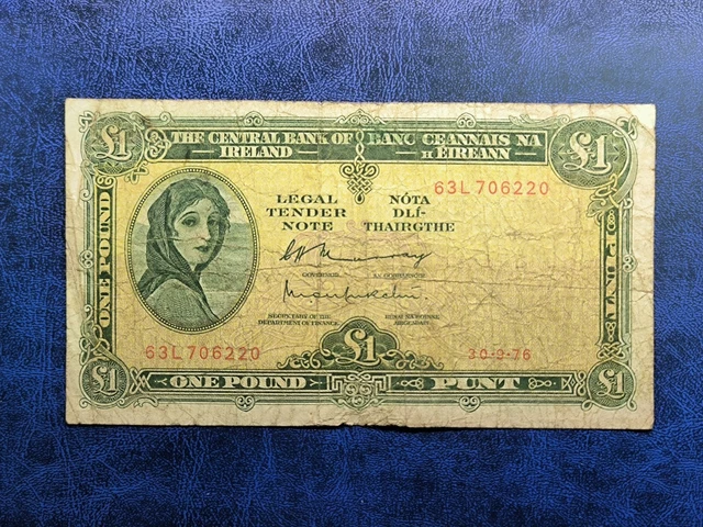 IRISH LADY LAVERY £1 Pound Banknote 1976 Ireland Punt Old Money £4.37 ...