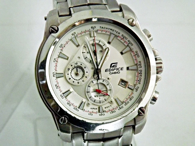 CASIO EDIFICE JAPAN, Silver Dial,Chronograph, St.steel,Mens Quartz ...