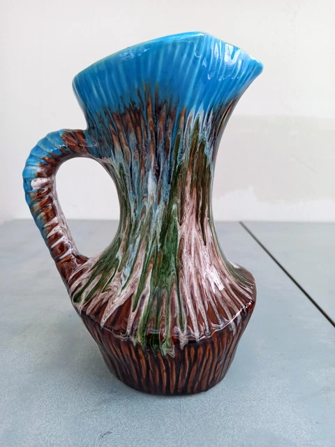 PICHET VASE EN ceramique emaillée bleue style Vallauris vin EUR 25,00 - PicClick FR
