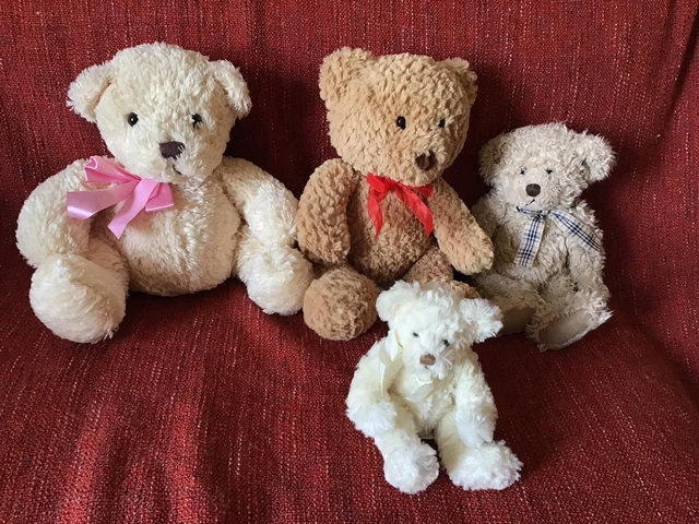 BUNDLE 4 RUSS Berrie Teddy Bears Tennyson Brown Cream Bows Soft Plush ...