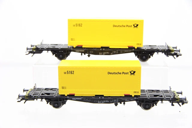 H0 MÄRKLIN 2X DB Containertragwagen Deutsche Post Güterwagen Konvolut AC M127 EUR 25,50 ...