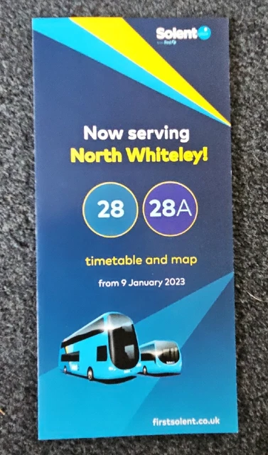 FIRST SOLENT TIMETABLE & Map. Routes 28, 28a. January 2023. JM. EUR 1 ...
