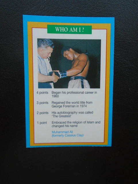 A QUESTION OF Sport Boxing Card 1992 Who Am I? Muhammad Ali aka Cassius ...
