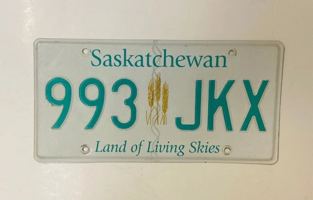 SINGLE SASKATCHEWAN CANADA License Plate #993 JKX Wheat Sheaf Sheaves ...