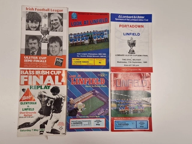 JOB LOT 1980S Linfield Fc Match Day Programmes X6/ Vintage Local ...