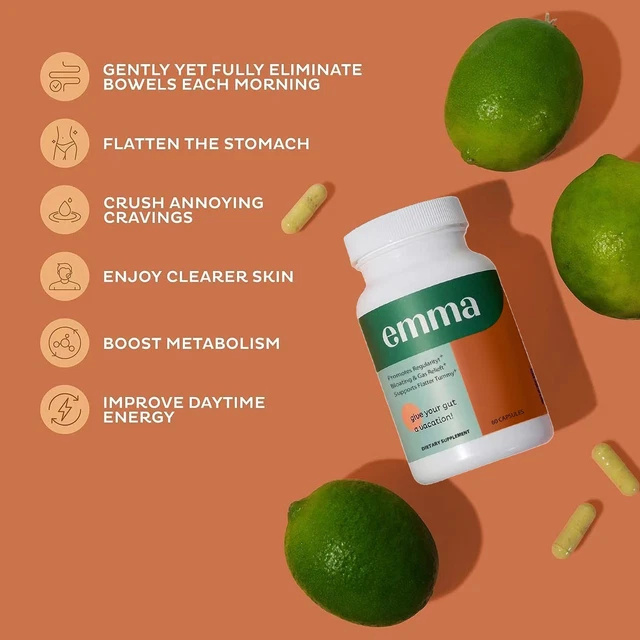 EMMA SUPPLEMENT FOR Gut Health Gas and Bloating Relief Constipation 60 ...