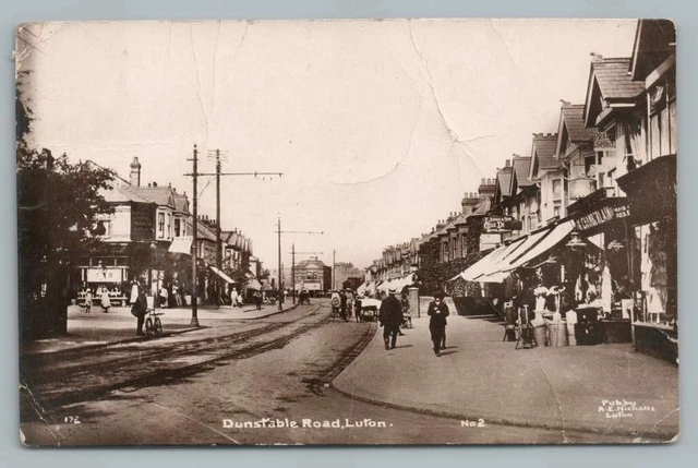 DUNSTABLE ROAD LUTON Bedfordshire RPPC Antique Real Photo Postcard ...